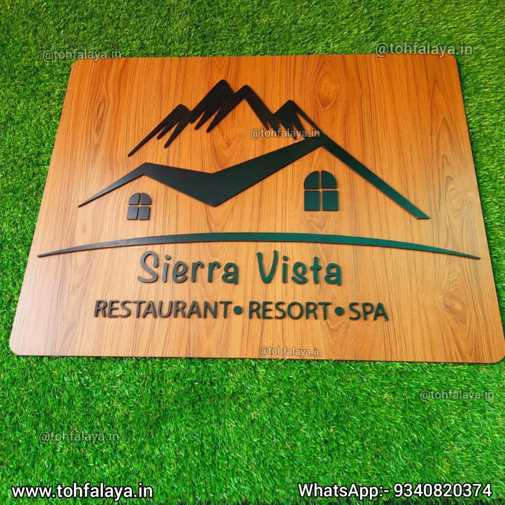 Personalized Wooden Acrylic Nameplate For - Resort || SPA || Restaurant ...