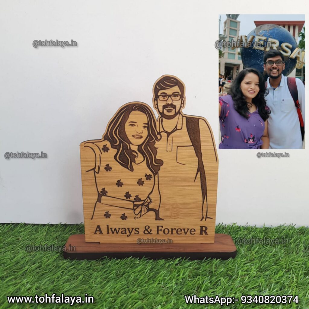 Personalized 3D Wooden Engraved Table Top Portrait Standy- Perfect Gift ...